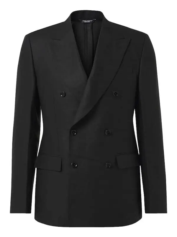 Dolce & Gabbana Double-breasted Linen Suit Jacket - Black