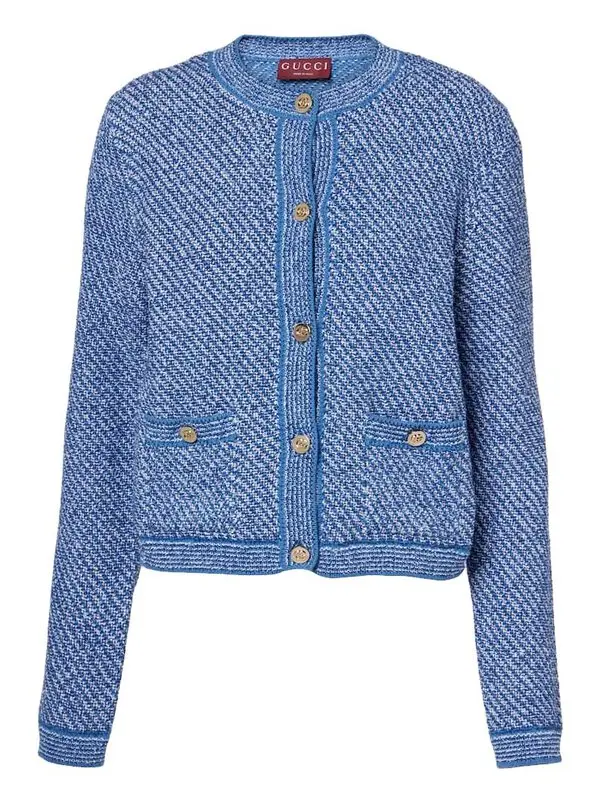Gucci Double G Cotton-blend Cardigan - Blue