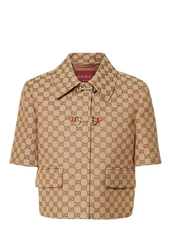 Gucci Horsebit Gg Canvas Jacket - Neutrals