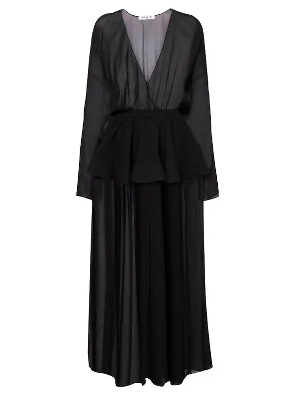 Alaïa Peplum Midi Dress - Black
