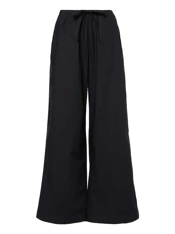 Faithfull The Brand Rainey Wide-leg Cotton Pants - Black