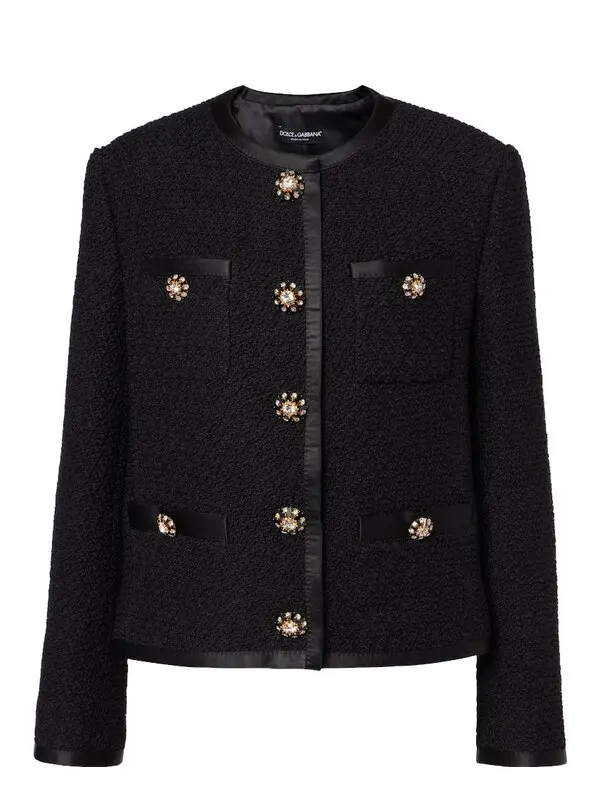 Dolce & Gabbana Wool And Silk-blend Tweed Jacket - Black