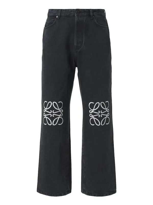 Loewe Anagram Wide-leg Jeans - Black
