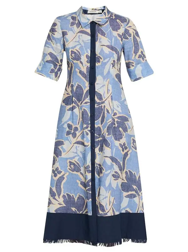 Simkhai Claudine Midi Shirtdress - Blue Hydrangea Floral