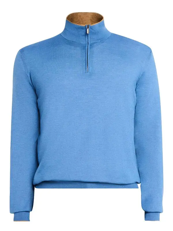 Cesare Attolini Cashmere And Silk Half-zip Sweater - Blue