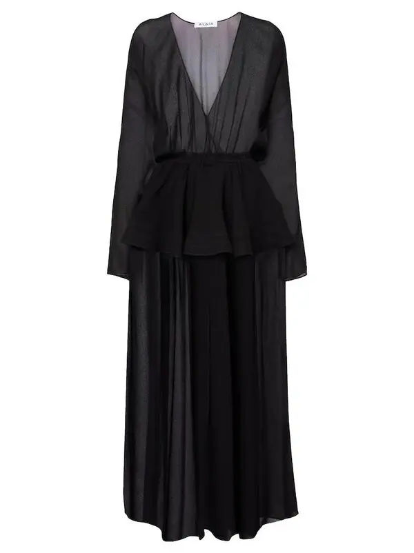 Alaïa Peplum Midi Dress - Black