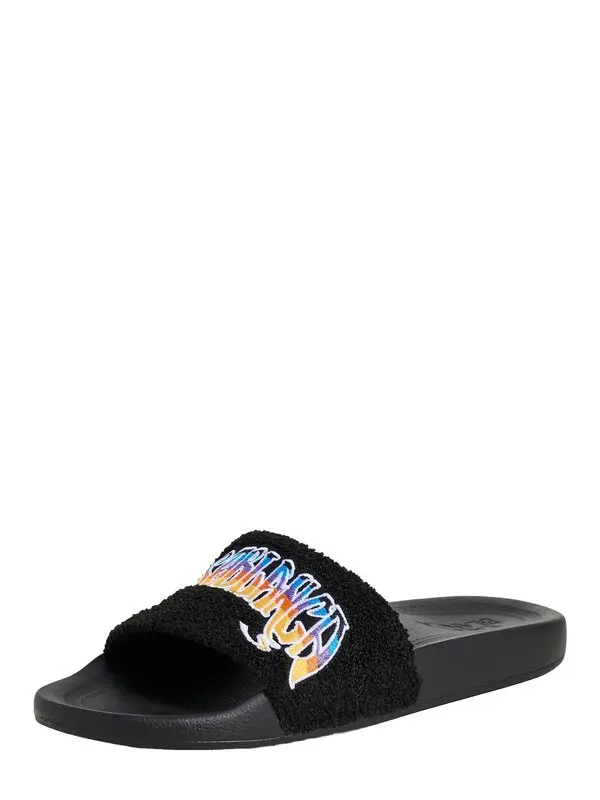Casablanca Embroidered Terry Slides - Black Multi