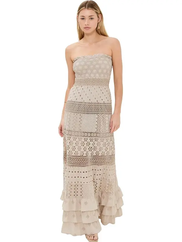 Temptation Positano Adige Embroidered Maxi Dress - Khaki