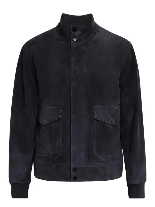 Dunhill Harrington Suede Blouson Jacket - Dark Slate