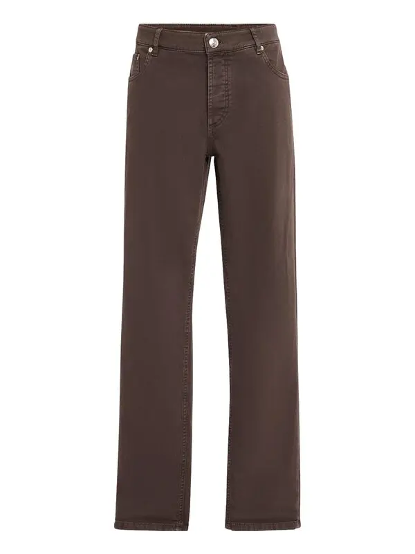 Brunello Cucinelli Dyed Denim Five-pocket Pants - Coffee