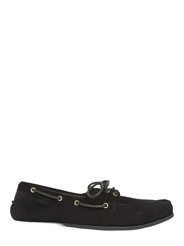 TOM FORD Robin Suede Boat Shoes - Black Amber