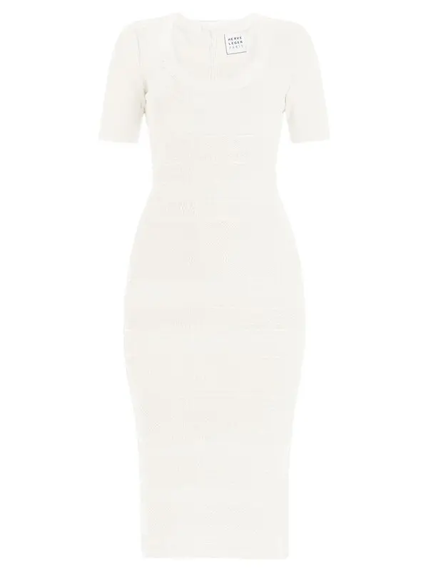 Herve Leger Marianne Midi Bandage Dress - Alabaster
