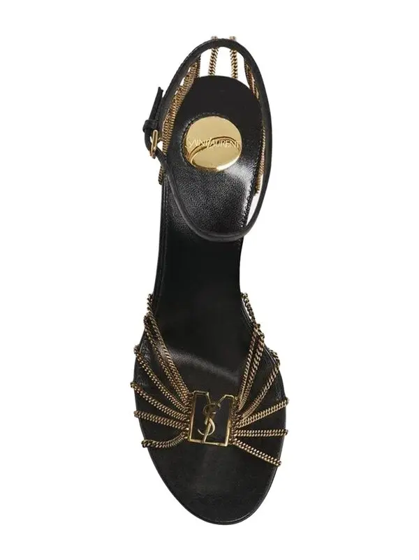 Saint Laurent Babylone Strappy Chain Stiletto Sandals - Nero