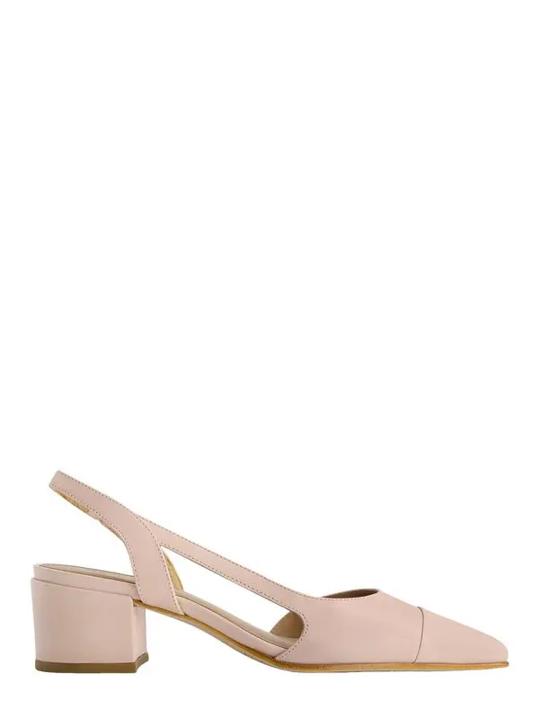 Bernardo Monroe" Cap-toe Slingback Pumps - Cipria Antique Calf/ Patent