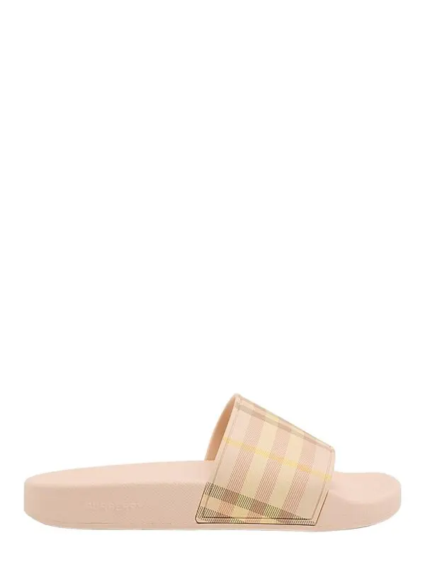 Burberry Furley Check Slide Sandals - Teacup Ip Check
