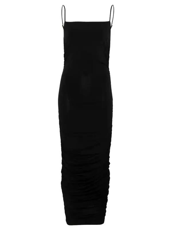 Michael Kors Ruched Jersey Midi Dress - Black