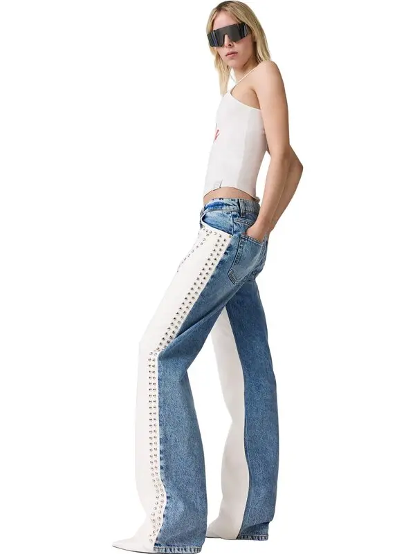 Stella McCartney Studded Chaps Straight-leg Jeans - White/blue