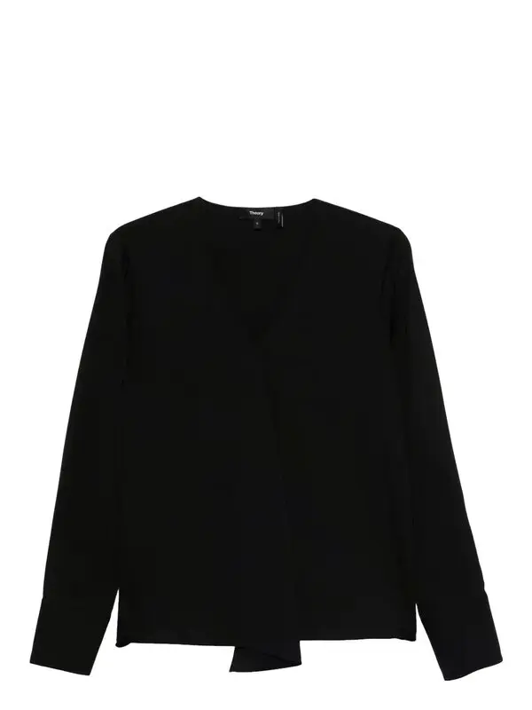 Theory Silk Georgette Blouse - Black