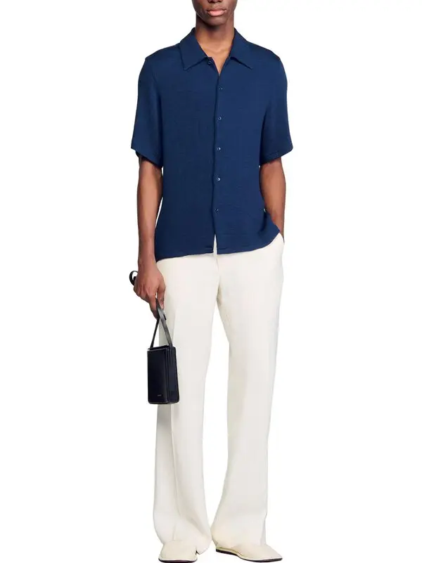Sandro Crinkled Shirt - Royal Blue