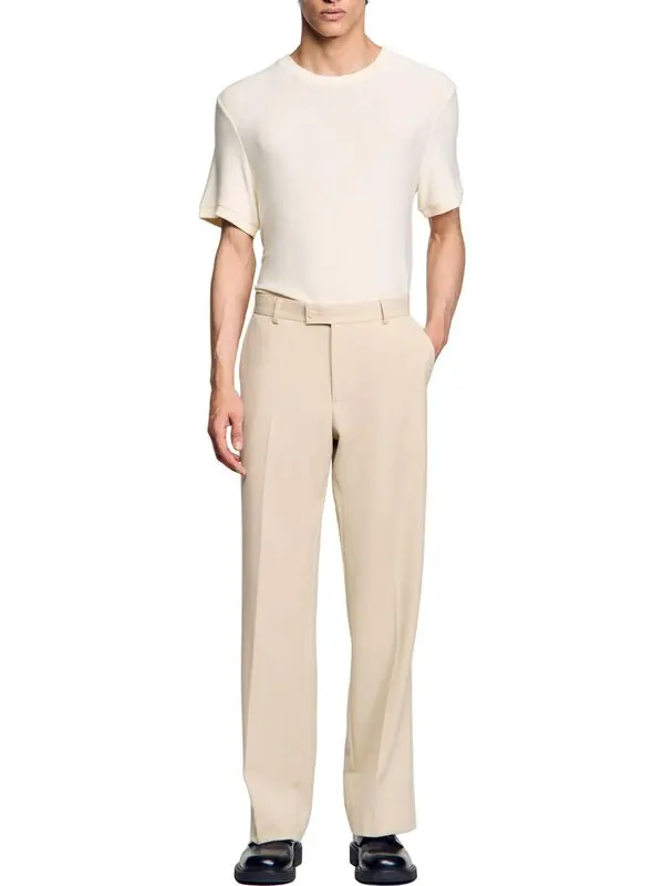 Sandro Oversized Wool Suit Trousers - Oats