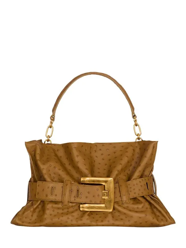 Balmain Medium Anthem Leather Shoulder Bag - Brown