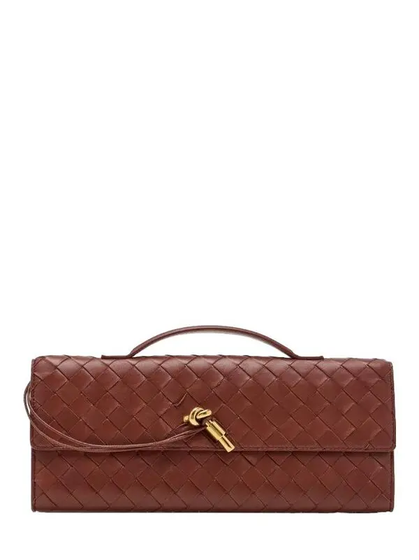 Bottega Veneta Andiamo Intrecciato Leather Clutch - Brown