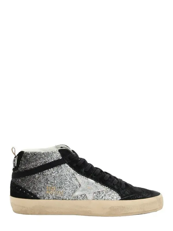 Golden Goose Mid Star Panelled Sneakers - Black And Silver