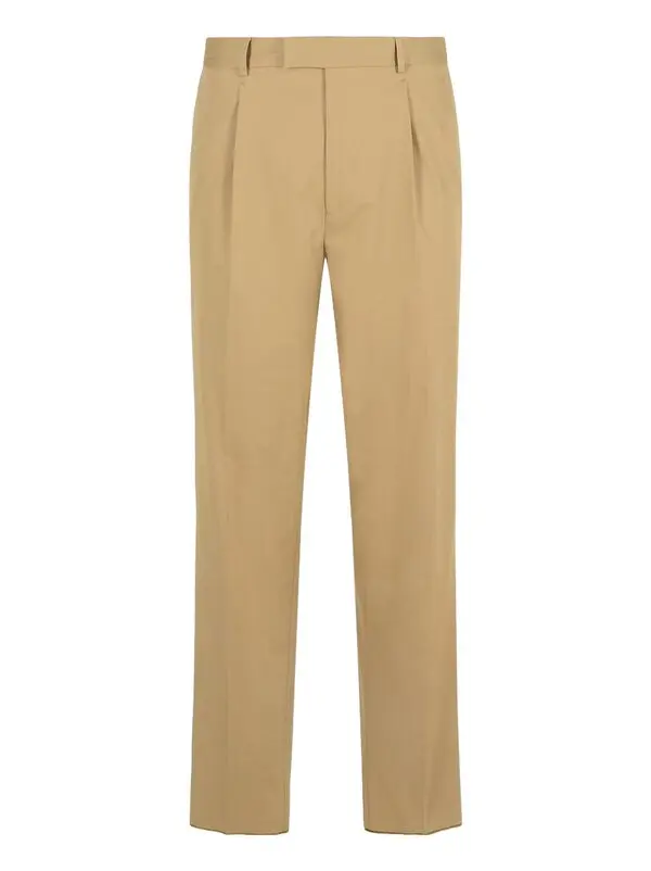 Zegna Cotton Straight Leg Trousers - Beige