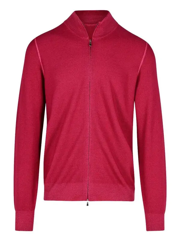 GRAN SASSO Virgin Wool Zip Sweater - Red