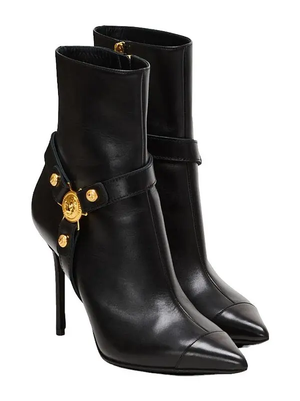 Balmain Heeled Calfskin Eva Ankle Boots - Black