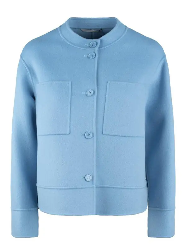 Max Mara Light Wool Crop Jacket - Blue