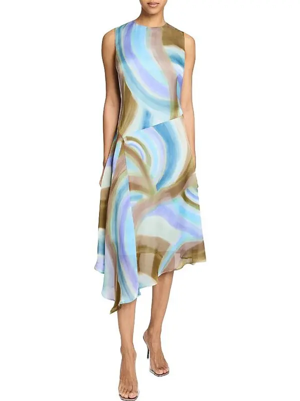 Santorelli Cecilia Abstract Swirl Print Dress - Aquamarine Multi