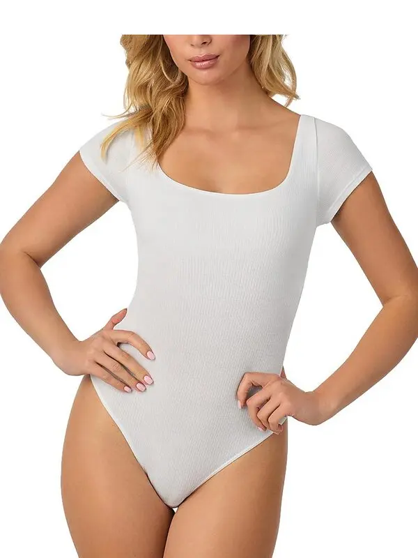 ON GOSSAMER Cotton Rib Bodysuit - White