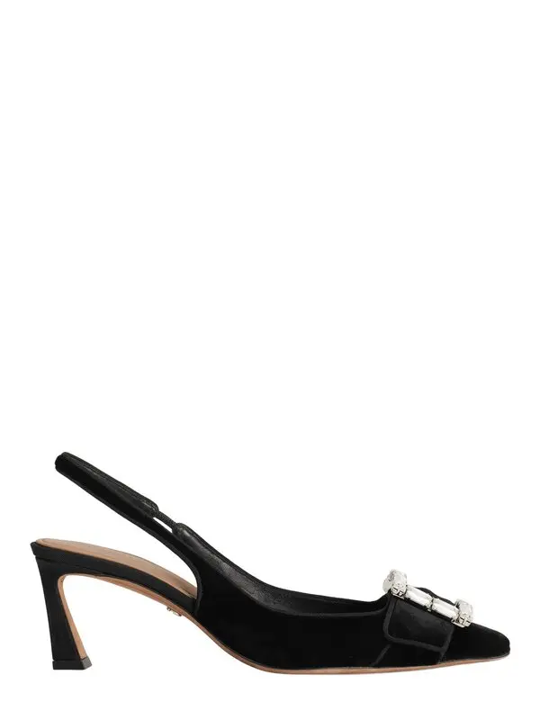 Dolce & Gabbana Velvet Slingbacks With Bejeweled Buckle - Black
