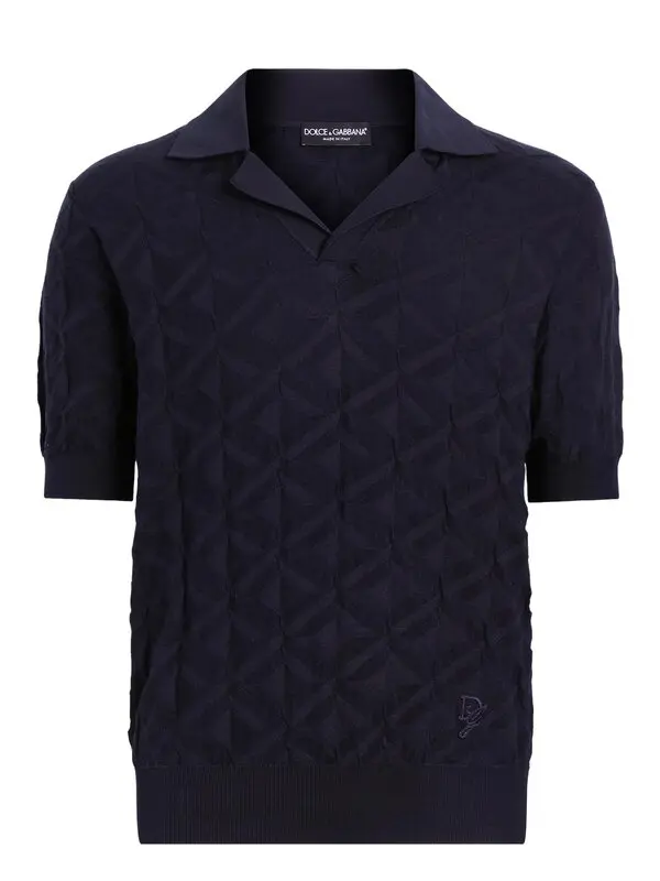 Dolce & Gabbana Silk Polo-shirt With Logo Embroidery - Blue