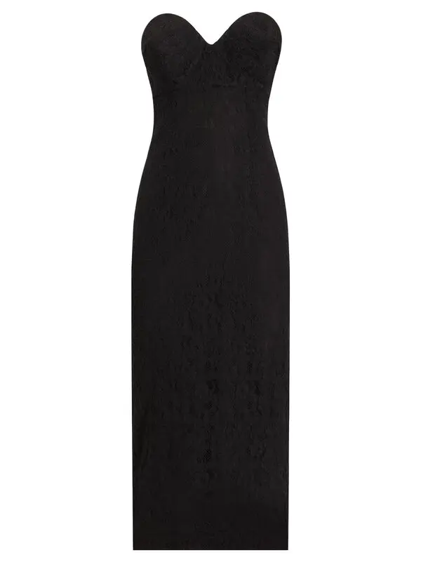 Dolce & Gabbana Strapless Lace Dress With Conical Cups - Black