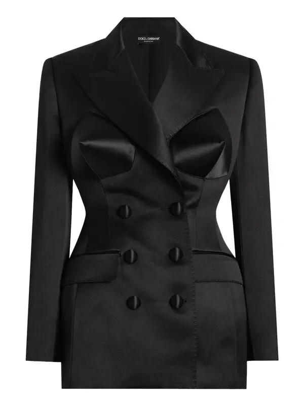 Dolce & Gabbana Duchess Satin Jacket With Conical Cups - Black