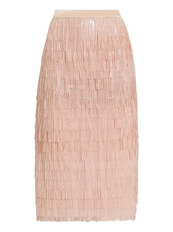 Dolce & Gabbana Sequined Fringe Embellished Skirt - Pink