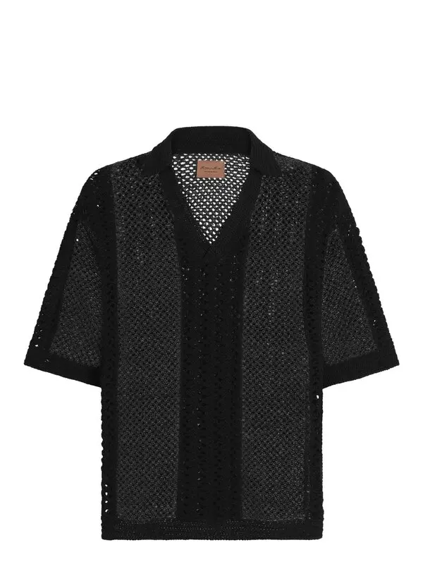 Dolce & Gabbana Short-sleeved Cotton Crochet Polo-shirt - Black