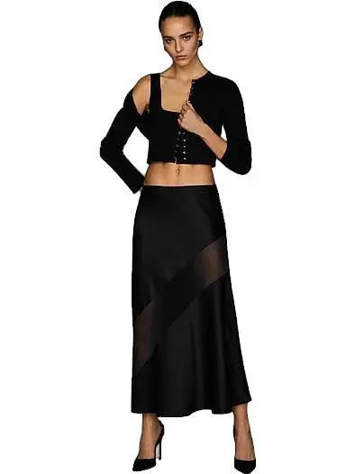 Victoria's Secret Atelier X Altuzarra Satin Bias-cut Maxi Skirt - Black