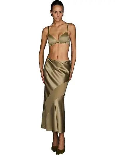 Victoria's Secret Atelier X Altuzarra Satin Bias-cut Maxi Skirt - Green