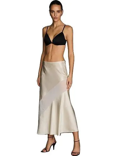 Victoria's Secret Atelier X Altuzarra Satin Bias-cut Maxi Skirt - White,ivory