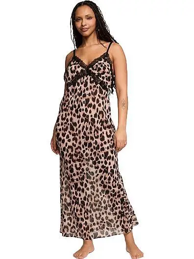Victoria's Secret Leopard Chiffon Slip Dress - Print