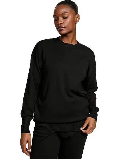 Victoria's Secret Luxe Knit Crewneck Pullover - Black