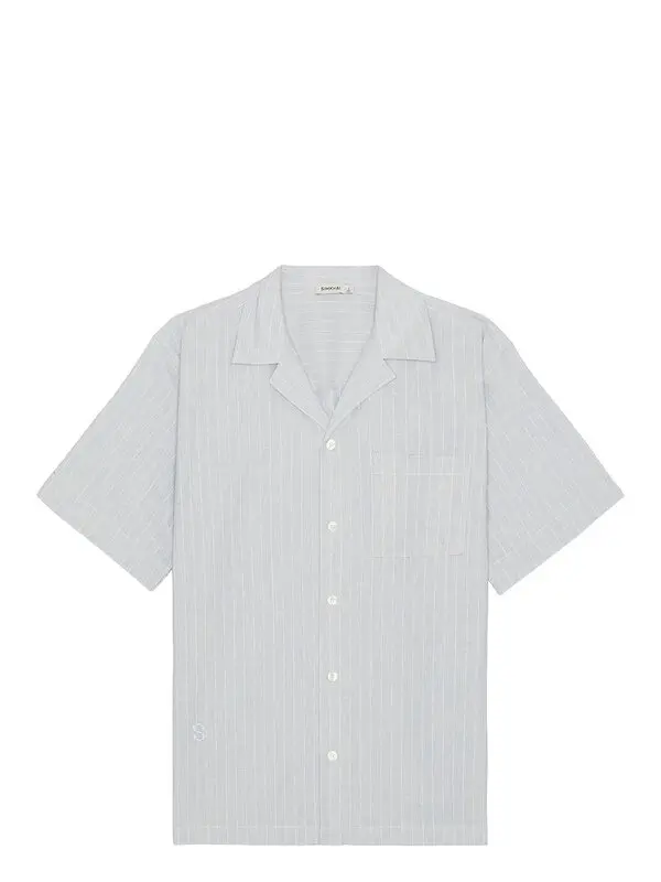 Simkhai Poe Camp Shirt In Blue - Haze Stripe