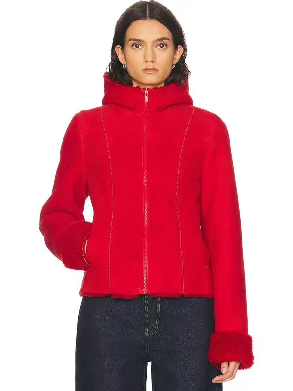 Saks Potts Milena Shearling Jacket - Racing Red