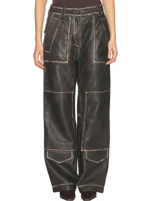 Saks Potts Clive Leather Pant - Destroyed Black