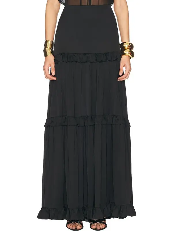 Saint Laurent Charmeuse Maxi Skirt - Noir