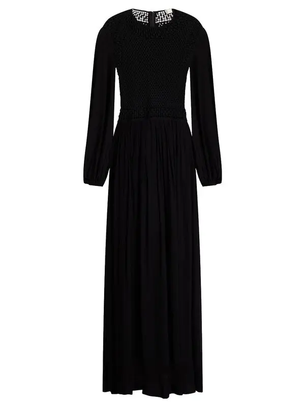 Zimmermann Crochet-paneled Chiffon Maxi Dress - Black