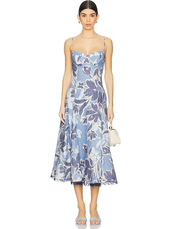 Simkhai Analise Bustier Midi Dress - Blue